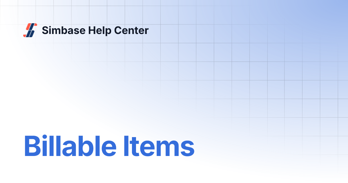 Billable Items | Simbase Help Center